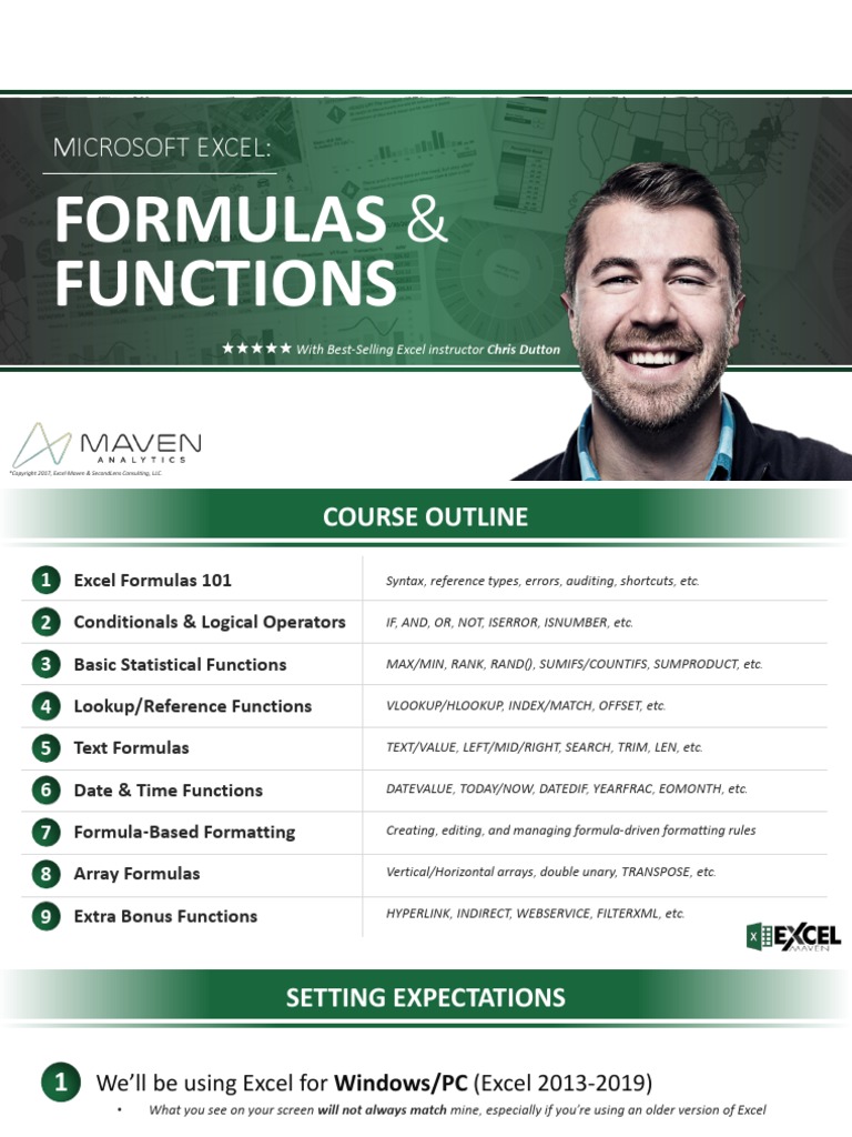 Excel Formulas & Functions PDF | PDF | Microsoft Excel | Workweek And Weekend