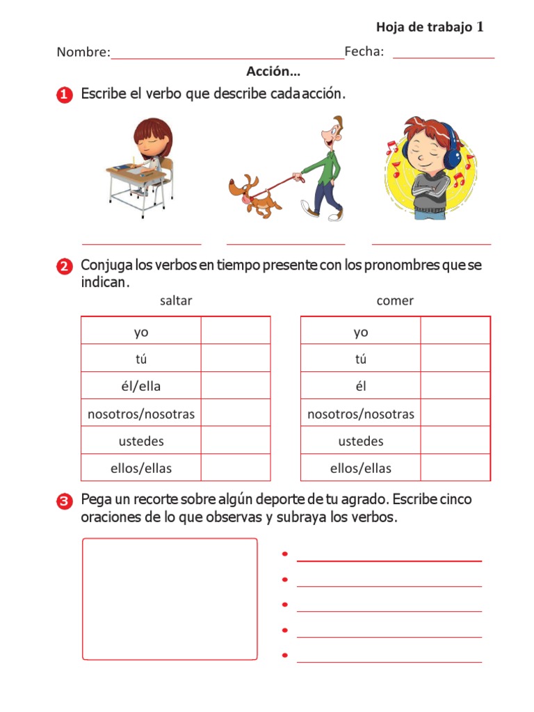 Hojas De Trabajo De Gramática De Verbos Plantillas Para Hojas De