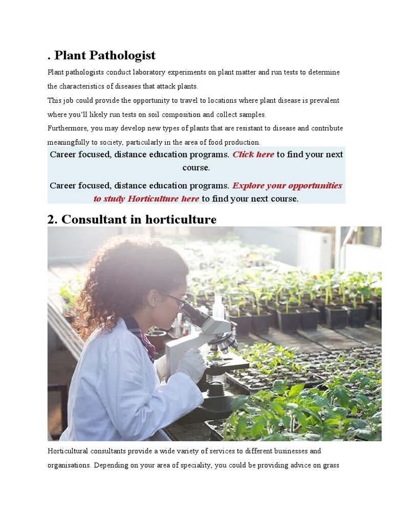 Plant Pathologist | PDF | Horticulture | Plants
