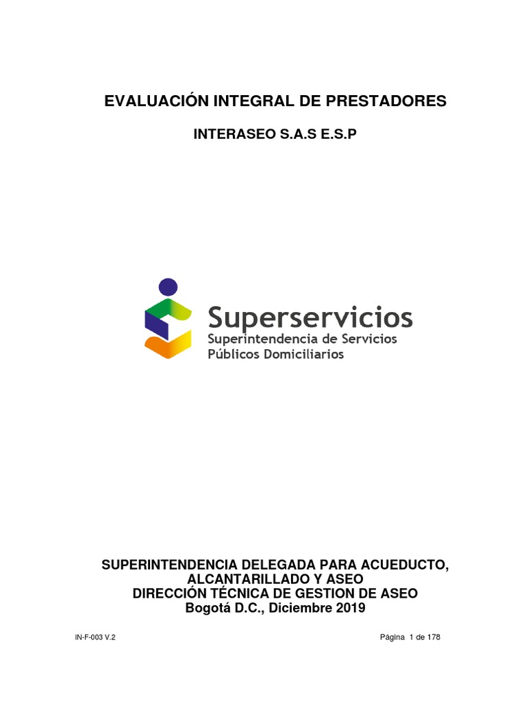Evaluacion Integral Interaseo Sas Esp Fundacion 2019 | PDF | Sindicato ...