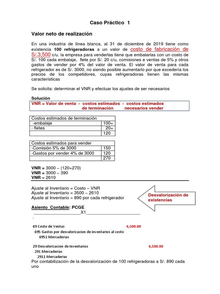 VALOR NETO REALIZABLE - NIC 2 - Ejercicio | PDF | Inventario | Mercado ...