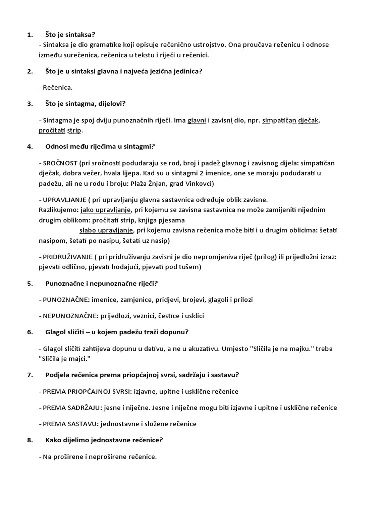 Vježba Sintaksa | PDF