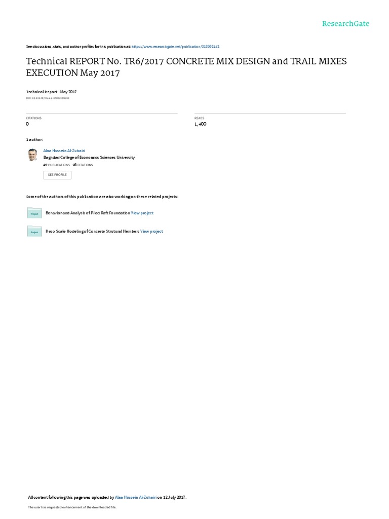 Technical Report No. Tr6/2017 Concrete Mix Design and Trail Mixes ...