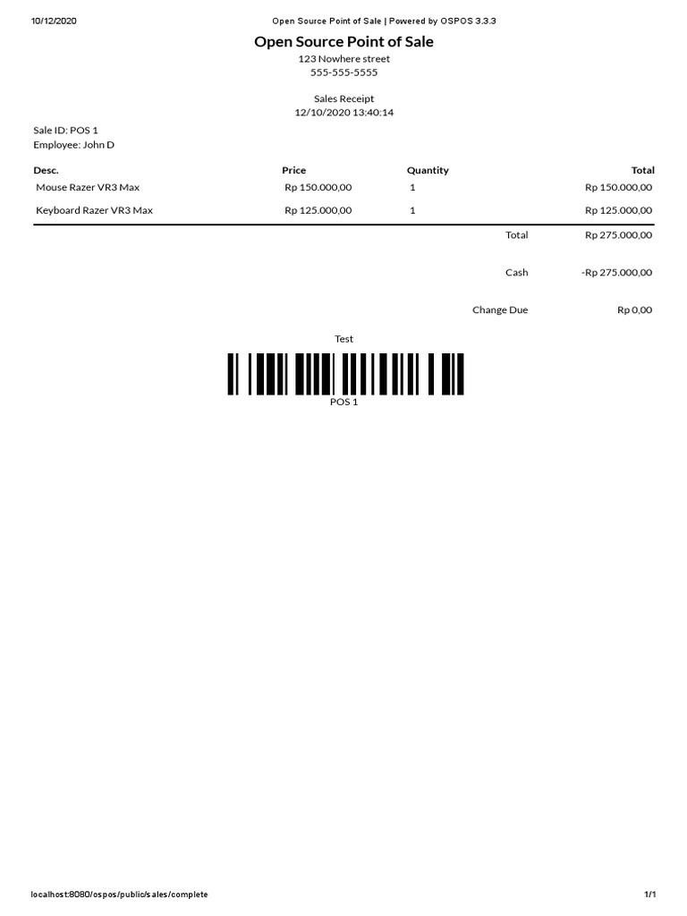 Open Source Point of Sale - Powered by OSPOS 3.3.32 | PDF