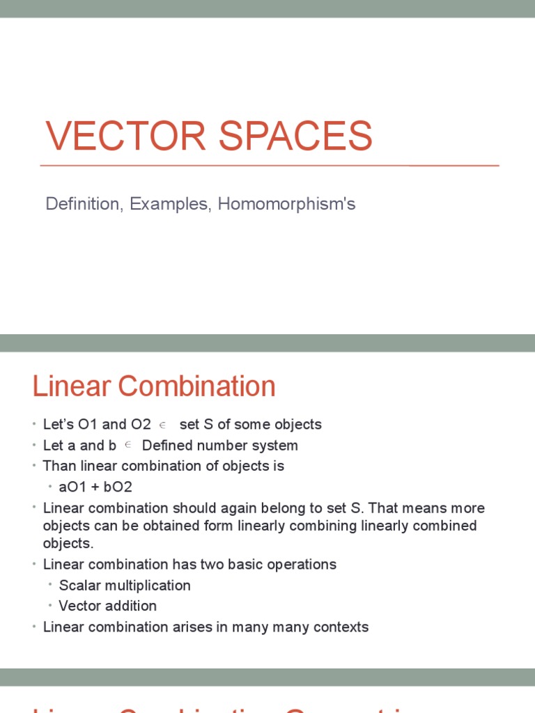 Vector Spaces: Definition, Examples, Homomorphism's | Download Free PDF ...
