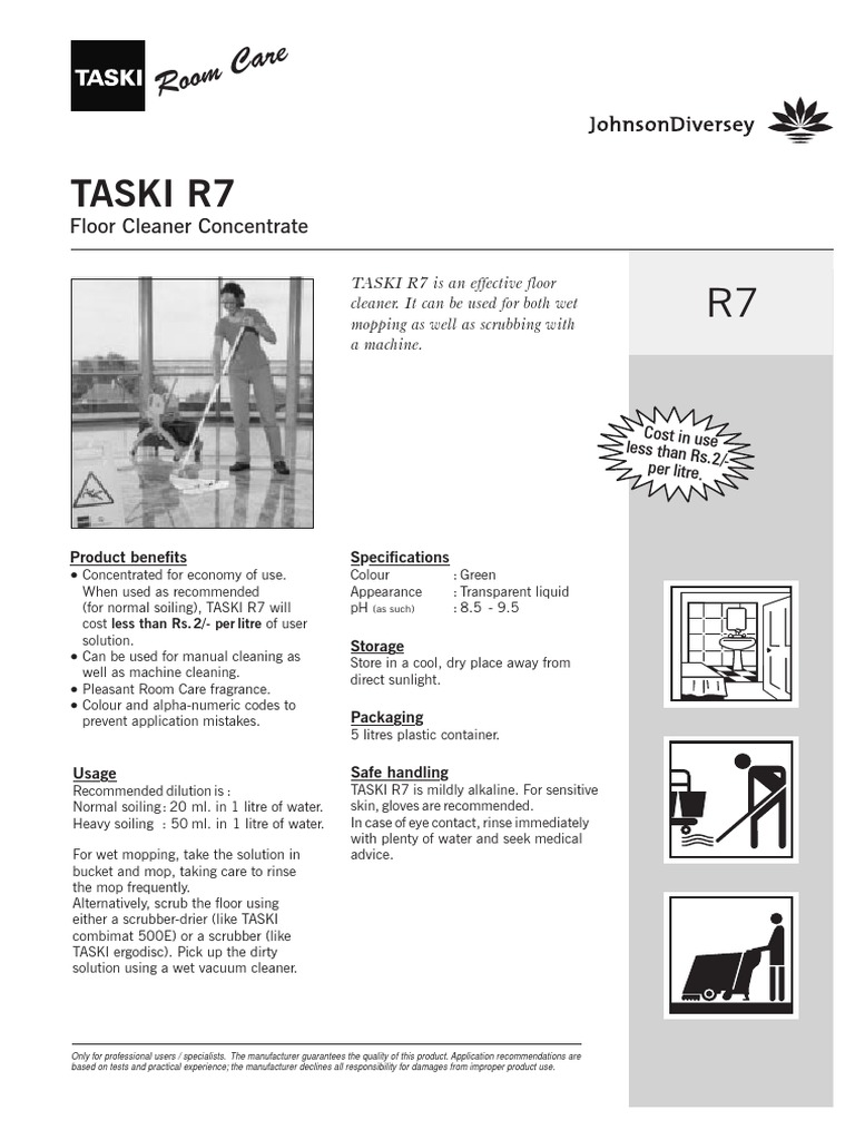 Diversey Taski R9 Details | PDF | Water | Nature