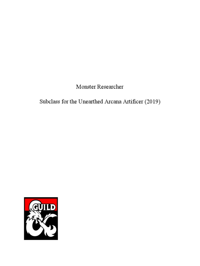 Monster Researcher - New Artificer Subclass | Download Free PDF ...