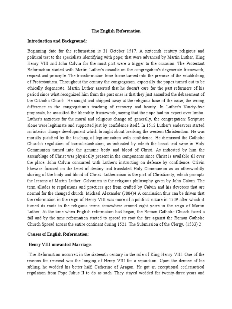 The English Reformation Notes-1 - 234 | PDF | Henry Viii Of England ...