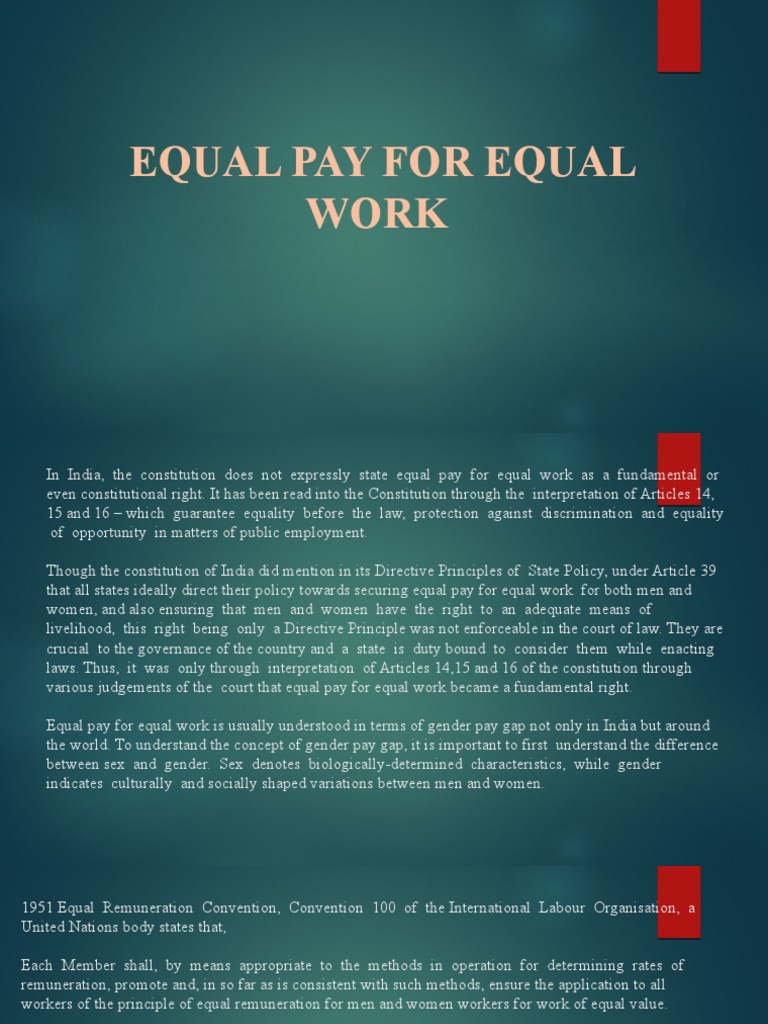 Equal Pay For Equal Work | PDF | Equal Pay For Equal Work | Employment