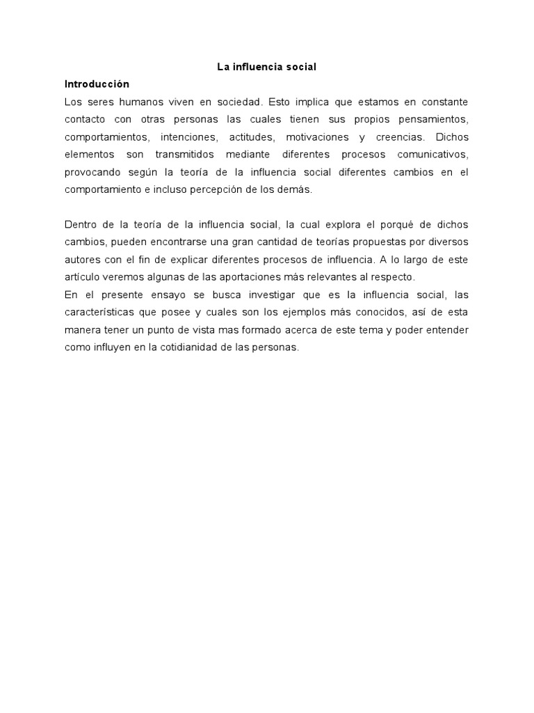 Definición y características de la influencia social | PDF ...