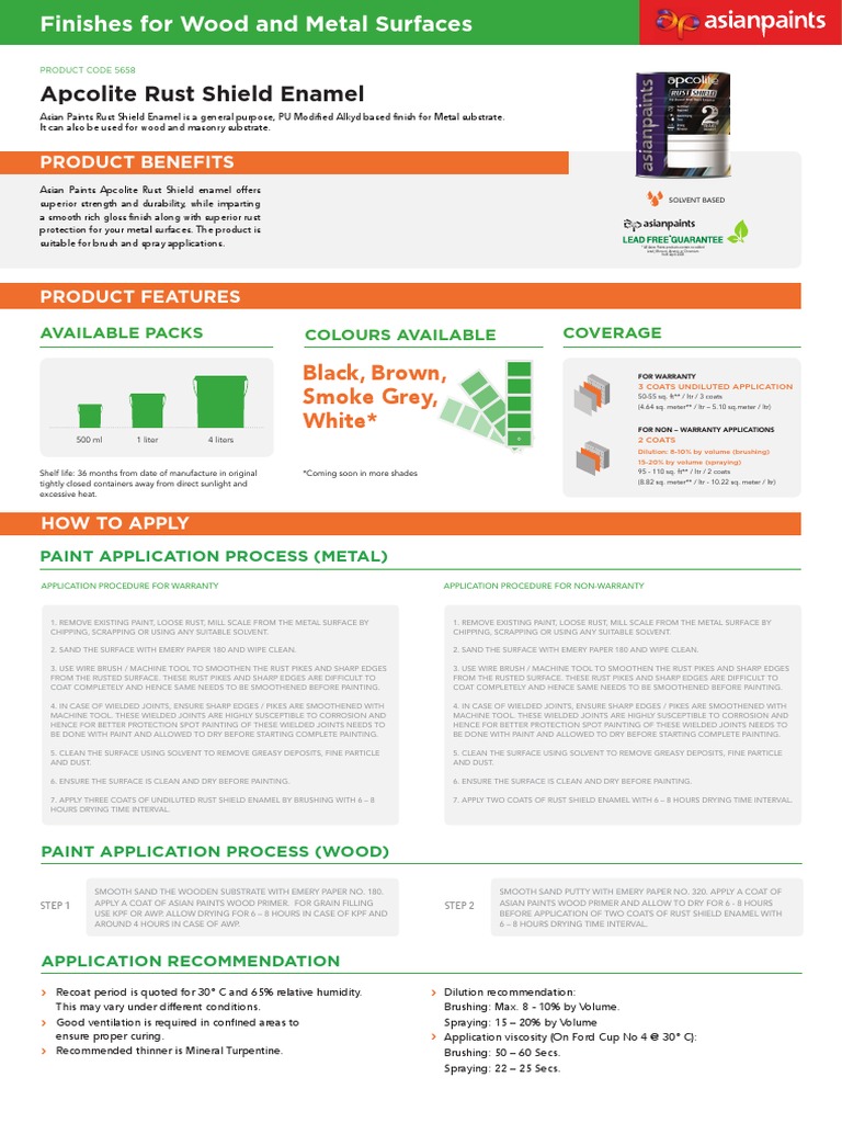 Apcolite Rust Shield Enamel: Black, Brown, Smoke Grey, White | PDF ...