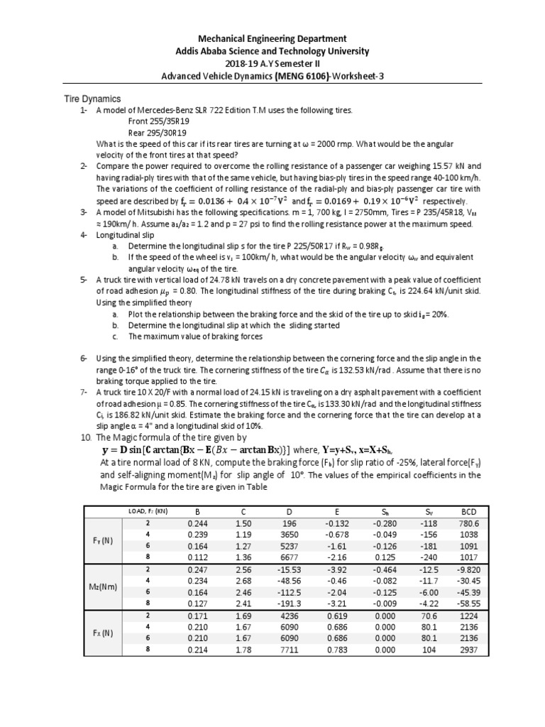 Worksheet 3 PDF | PDF | Tire | Speed
