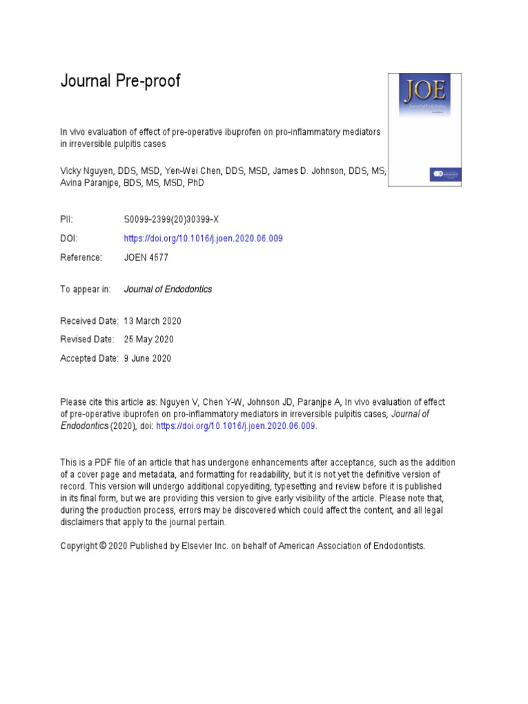 Journal Pre-Proof | PDF | Inflammation | Cytokine