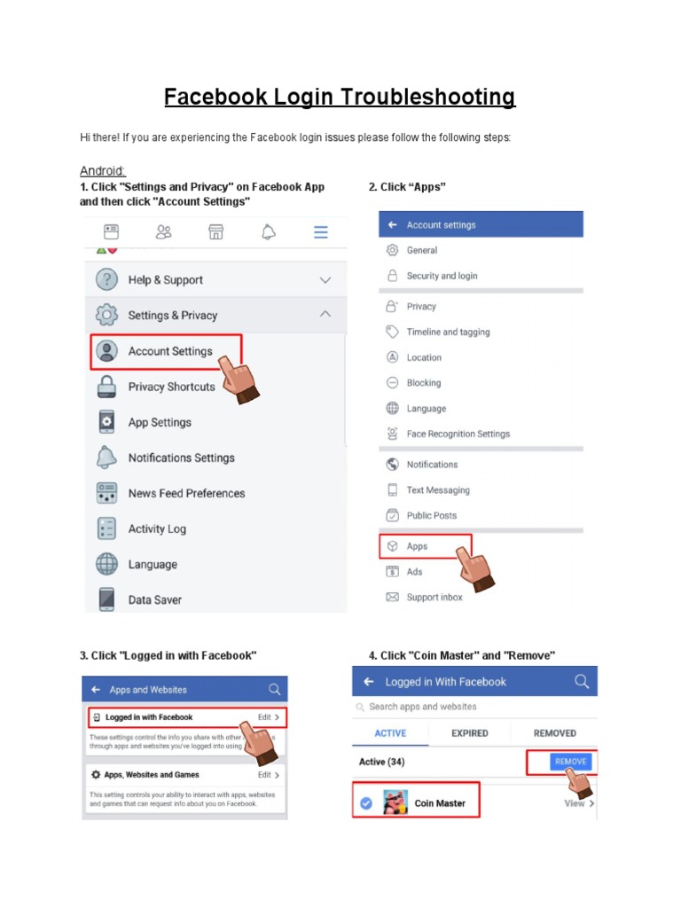 Facebook Login Troubleshooting: Android | PDF | Games & Activities
