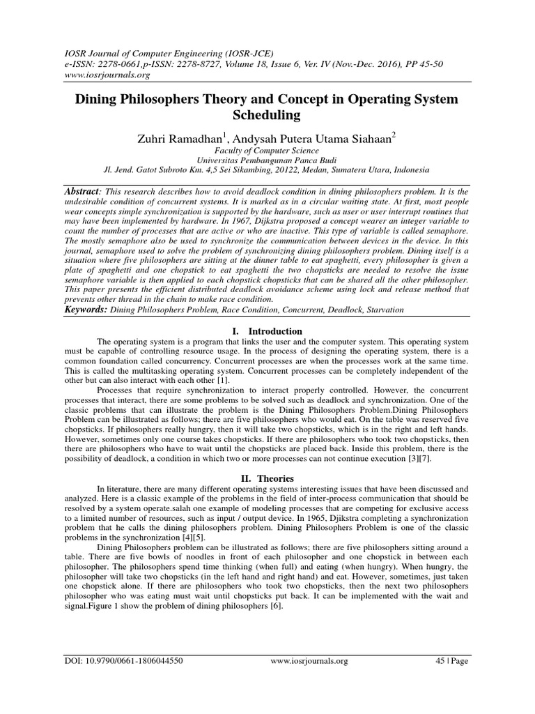 Dining Philosophers Problem in OS | PDF | Process (Computing ...