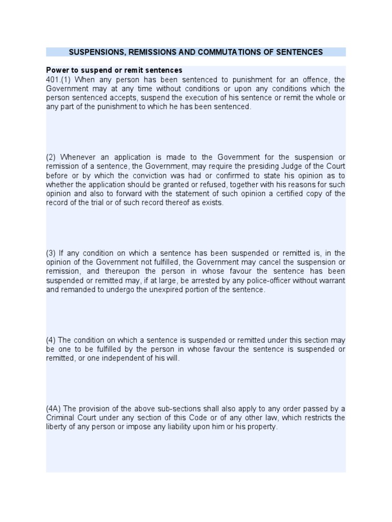 Sentence Suspension & Remission Rules | PDF | Pardon | Sentence (Law)