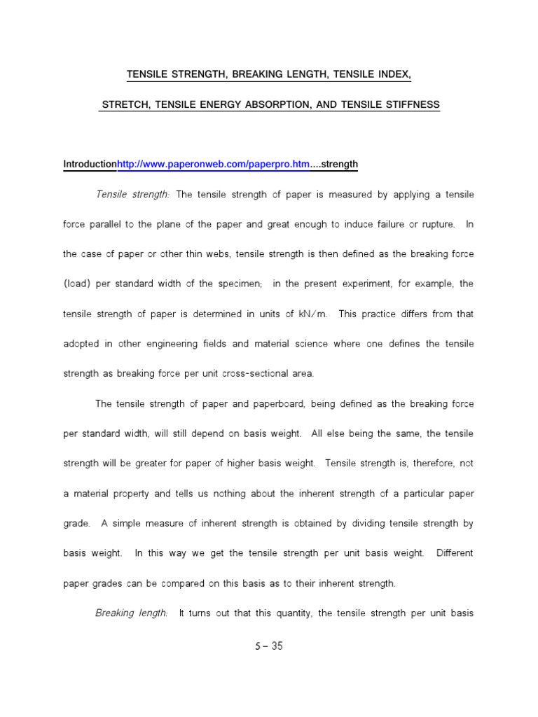 Tensile Strength, Breaking Length, Tensile Index, Stretch, Tensile ...