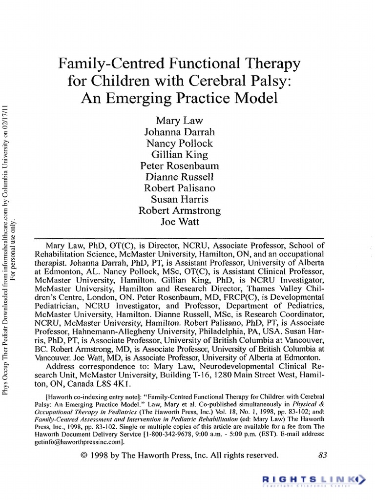 Family-Centred Therapy for Cerebral Palsy | PDF | Cerebral Palsy | System