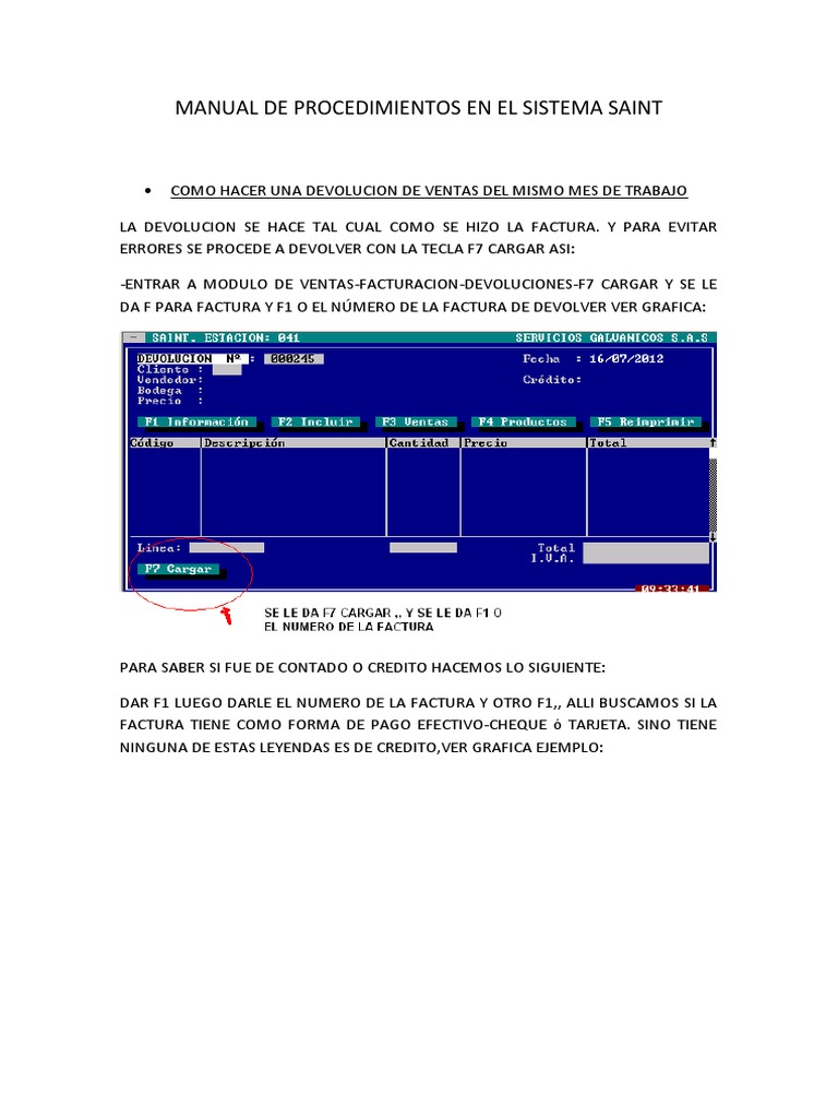 Manual de Procedimientos en El Sistema Saint | PDF