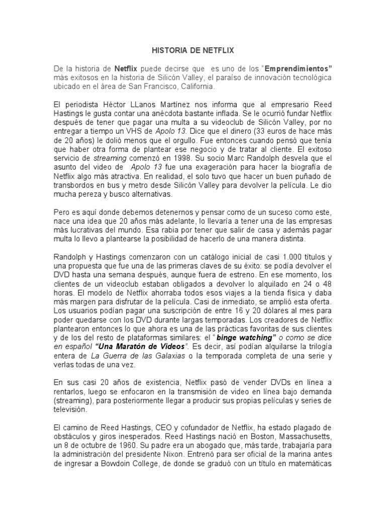 Historia de Netflix | PDF | Netflix | Televisión