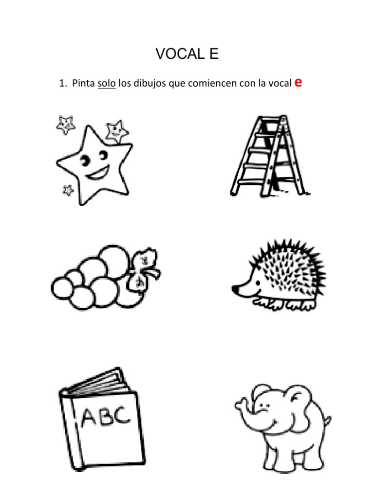 Dibujos y actividades con la vocal E | PDF