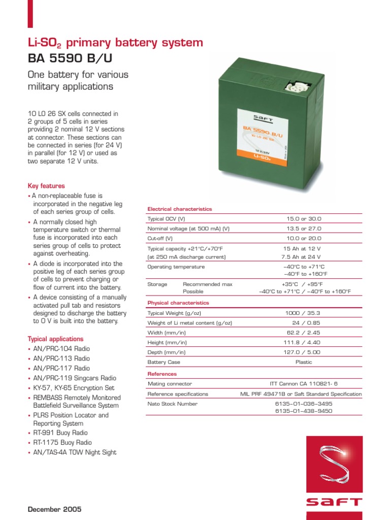 BA-5590 Battery Single-Used LiSO PDF | PDF | Components | Electronic ...