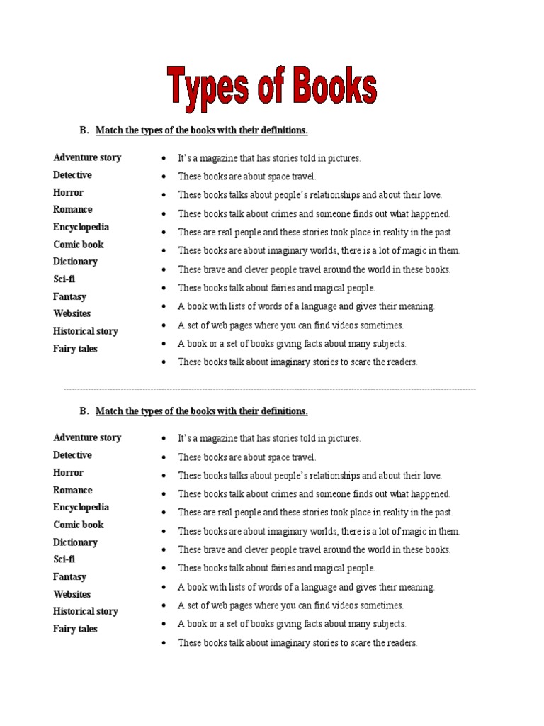 Types of Books and Their Definitions | PDF | Books
