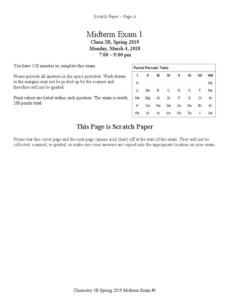Midterm Exam 1: This Page Is Scratch Paper | PDF | Phospholipid ...