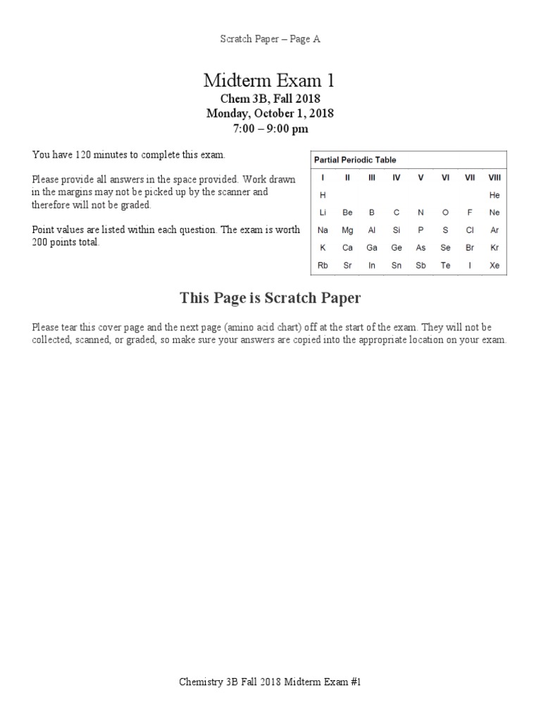 Midterm Exam 1: This Page Is Scratch Paper | PDF | Catalysis | Chemical ...