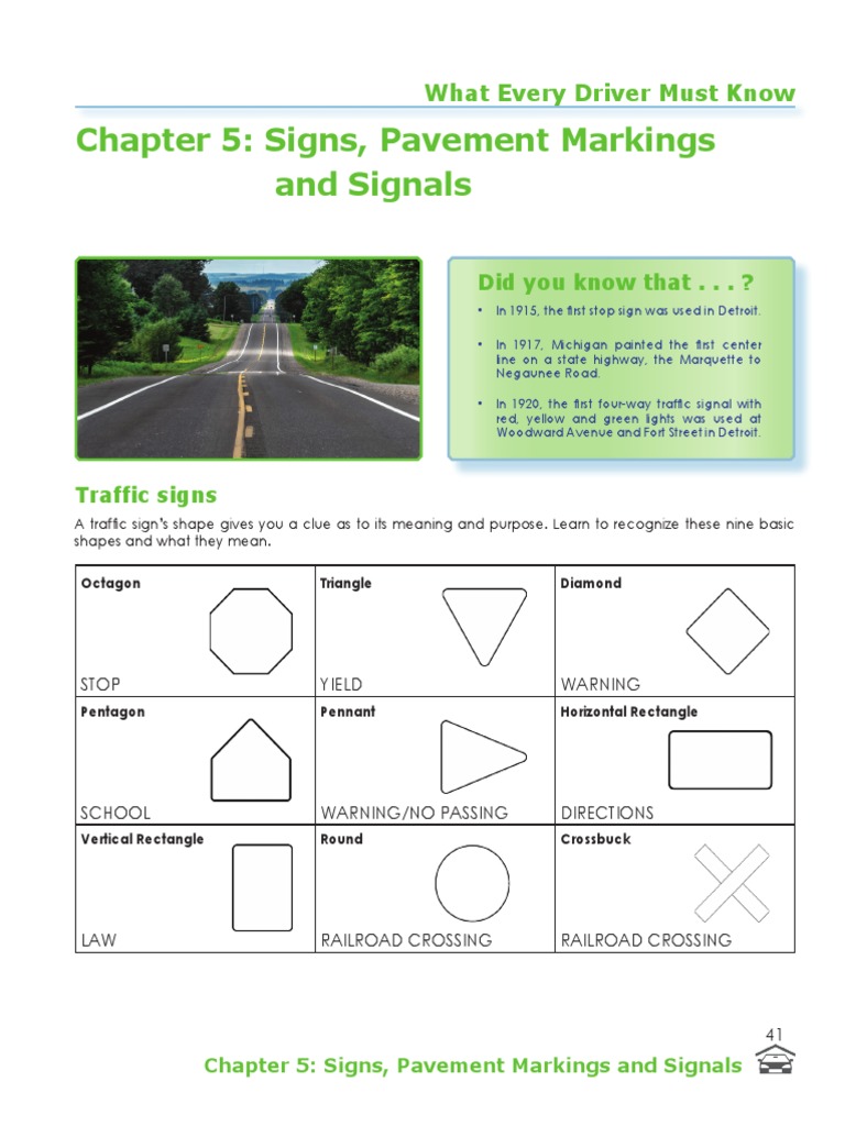 Chapter 5: Signs, Pavement Markings and Signals: Did You Know That ...