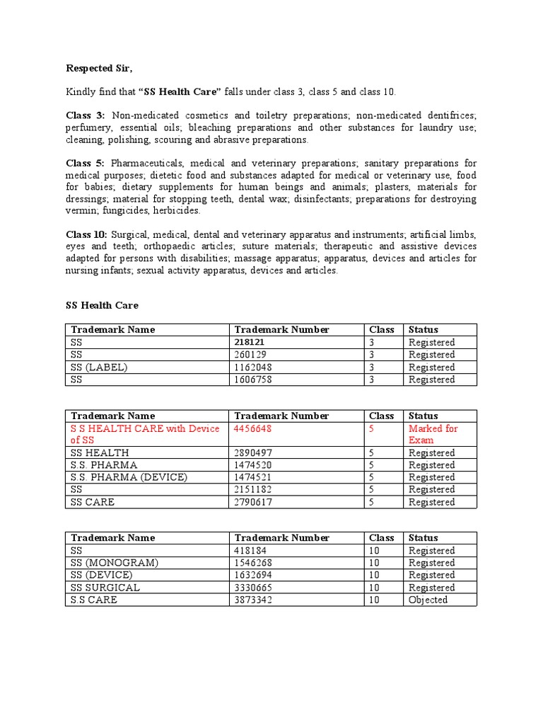 S S HEALTH CARE With Device of SS 4456648 5 Marked For Exam | PDF ...