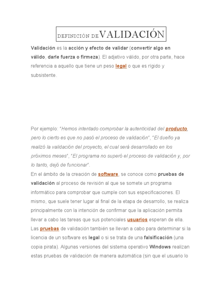 Definición de Validación | PDF