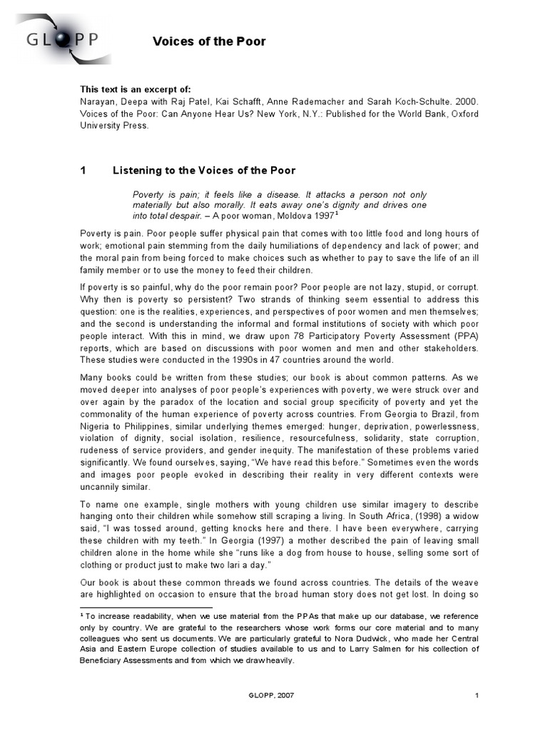 Voices of The Poor | PDF | Qualitative Research | Poverty