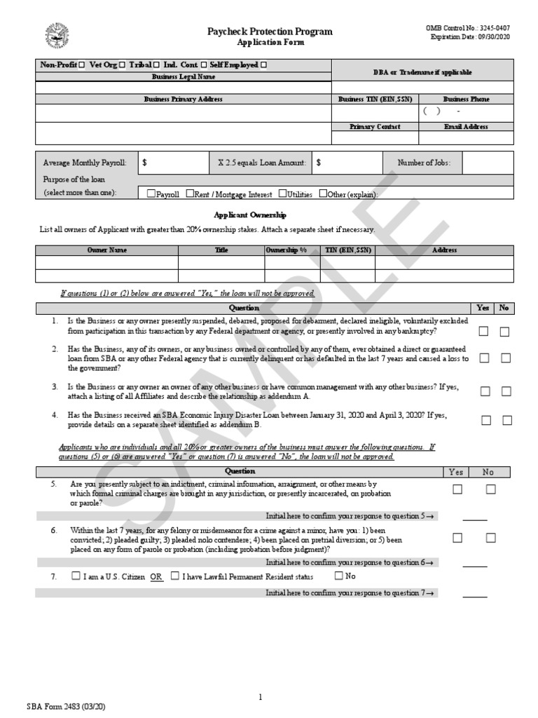 PPP Sample Agreement | Download Free PDF | Loans | Government