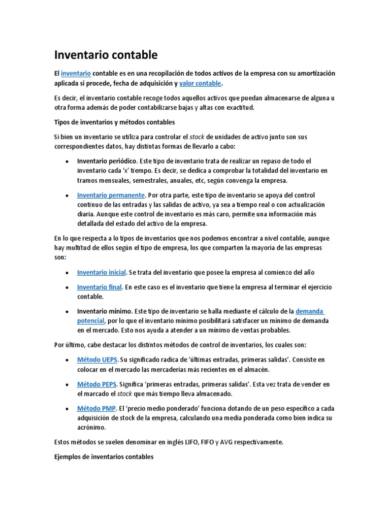 Inventario Contable | PDF | Inventario | Amortización (Negocio)
