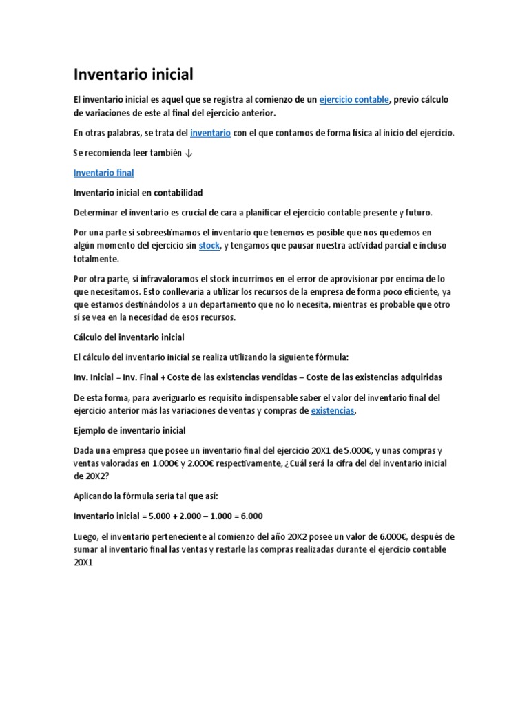 Inventario Inicial | PDF
