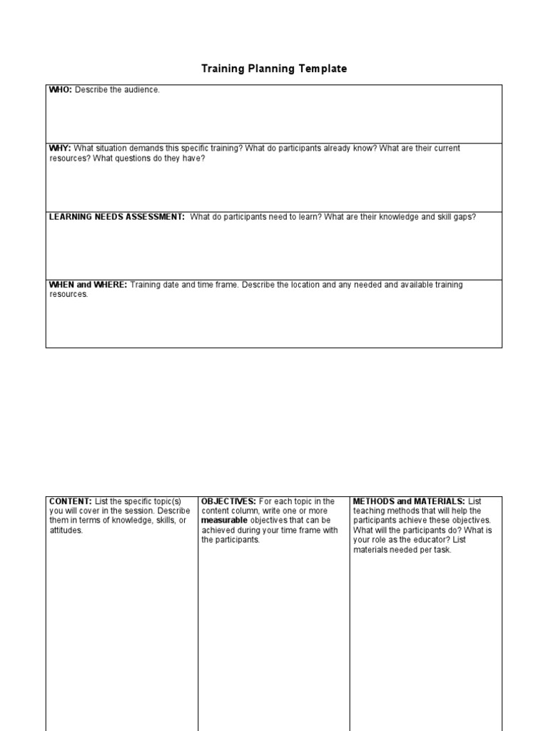 Training Planning Template Guide | PDF