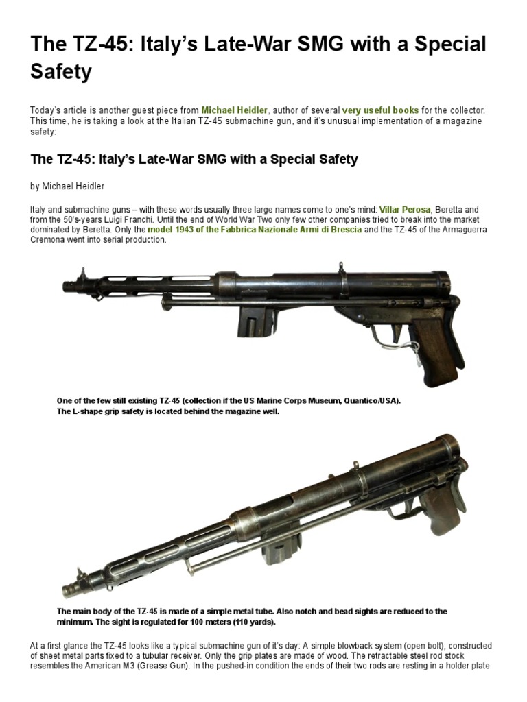 The TZ-45 - Italy's Late-War SMG With A Special Safety - Forgotten ...