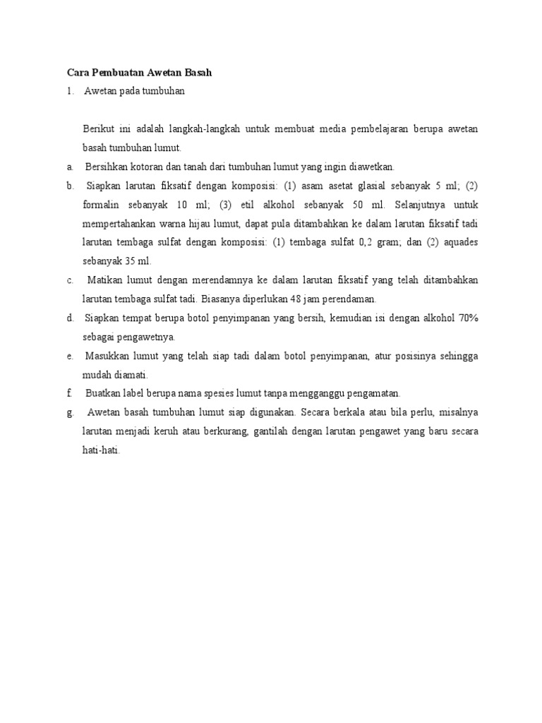 Cara Pembuatan Awetan Basah Tumbuhan | PDF | Griya & Taman | Sains ...