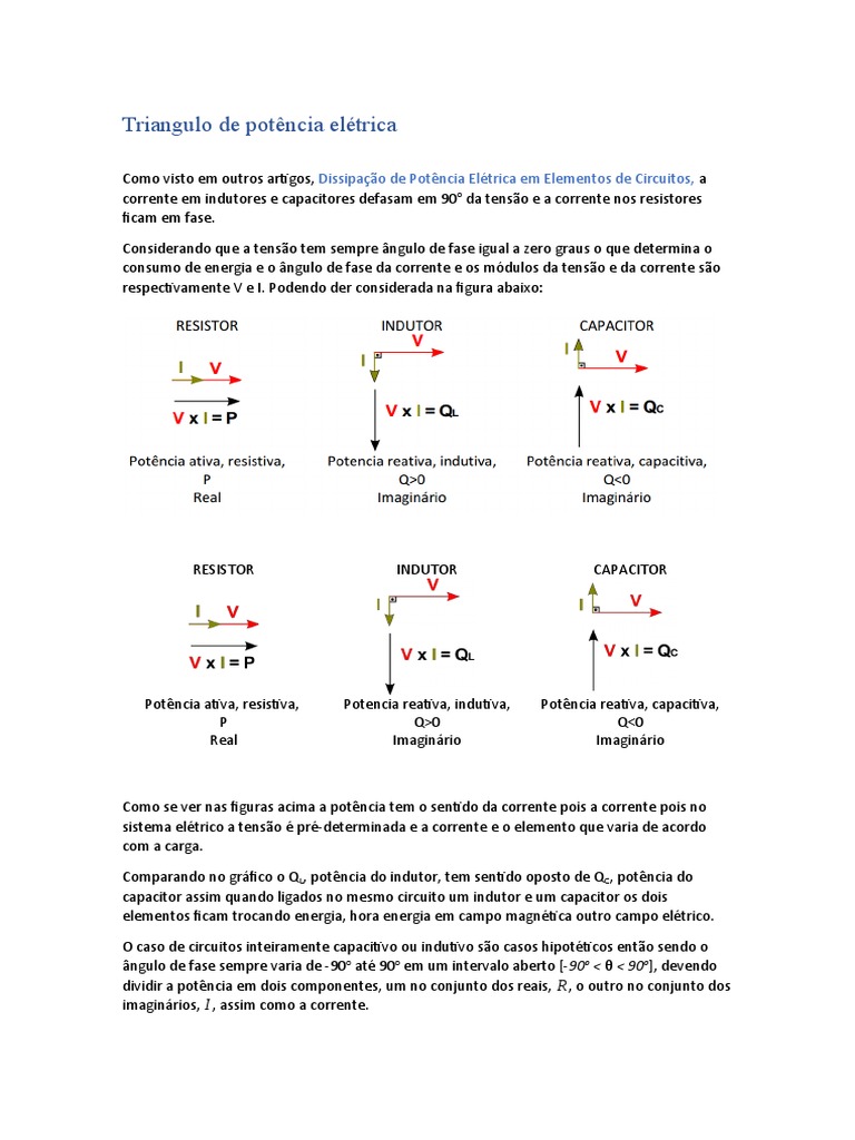 Triangulo de Potência Elétrica | PDF | Energia elétrica | Indutor