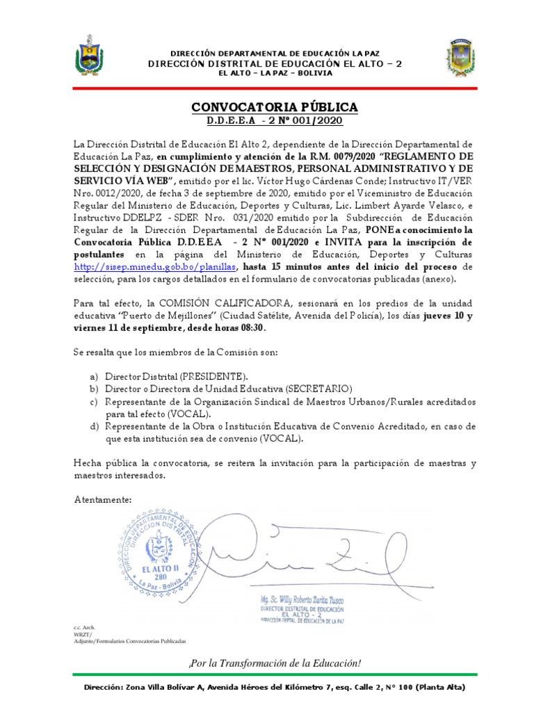 CONVOCATORIA 001 - 2020 Compulsas | PDF