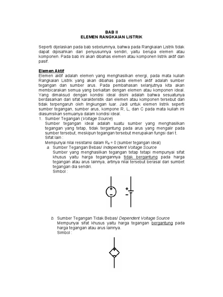 Elemen Rangkaian Listrik: Aktif dan Pasif | PDF