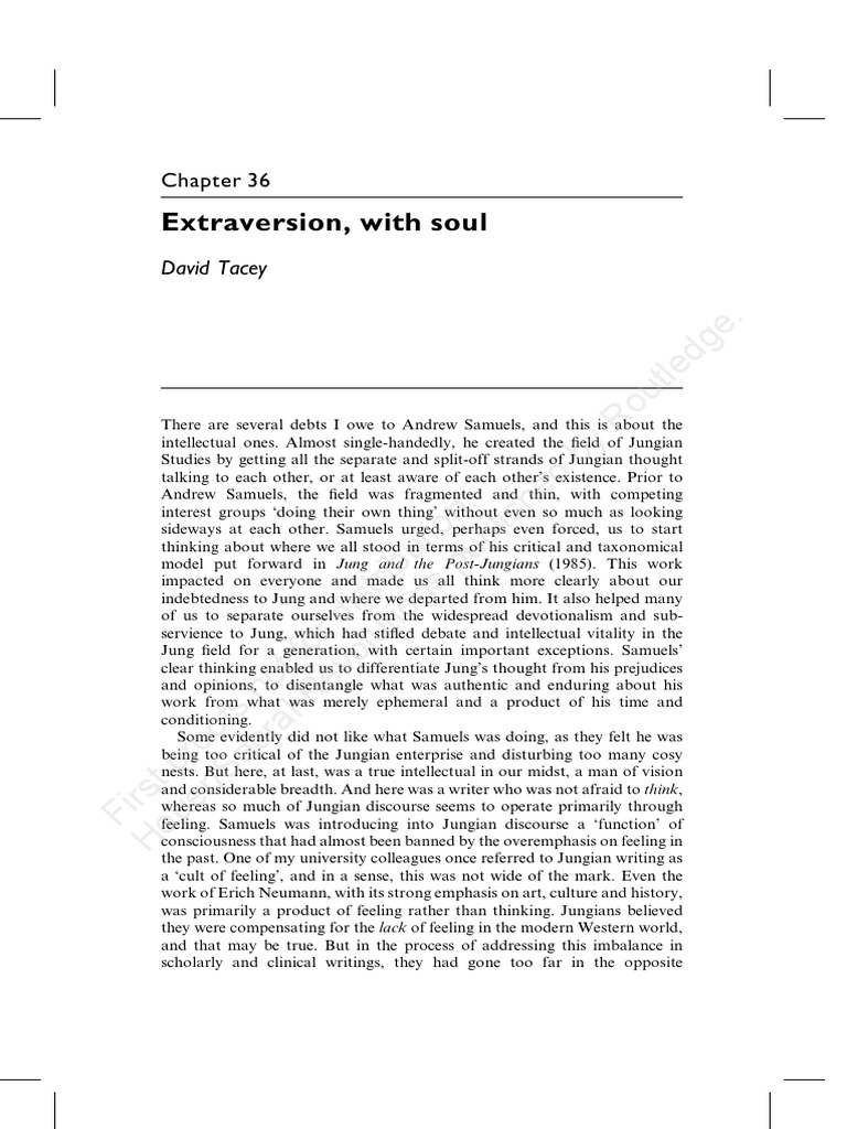 David Tacey - Extraversion With Soul | PDF | Carl Jung | Archetype
