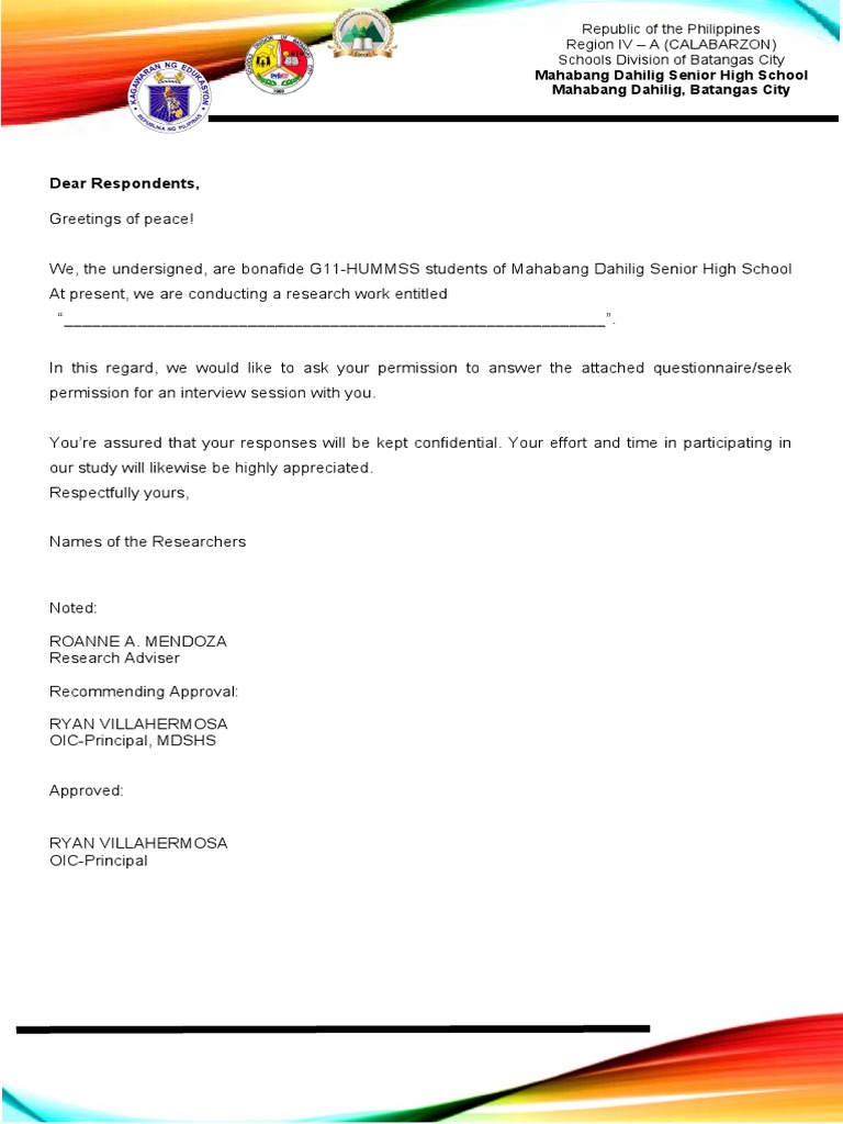 Letter To The Respondents | PDF