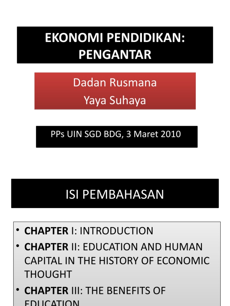 Ekonomi Pendidikan: Pengantar: Dadan Rusmana Yaya Suhaya | PDF ...