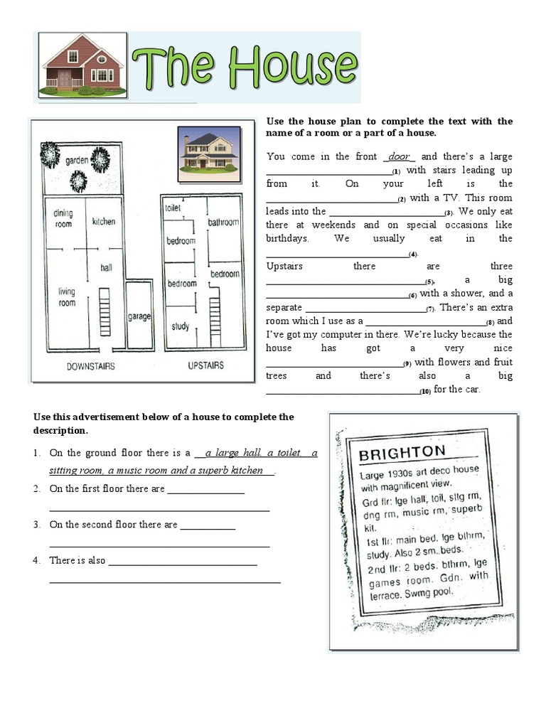 Use The House Plan To Complete The Text With The ...