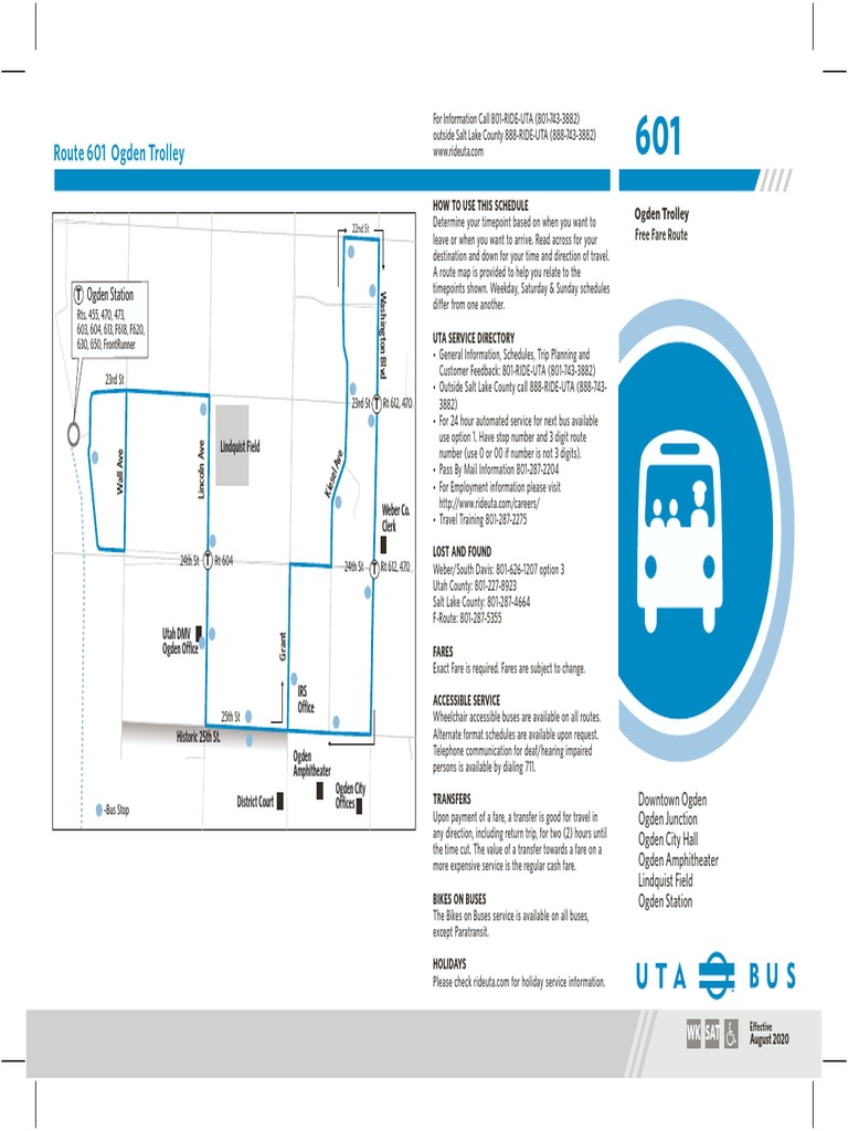 Route 601 Ogden Trolley | PDF | Service Industries | Public Transport