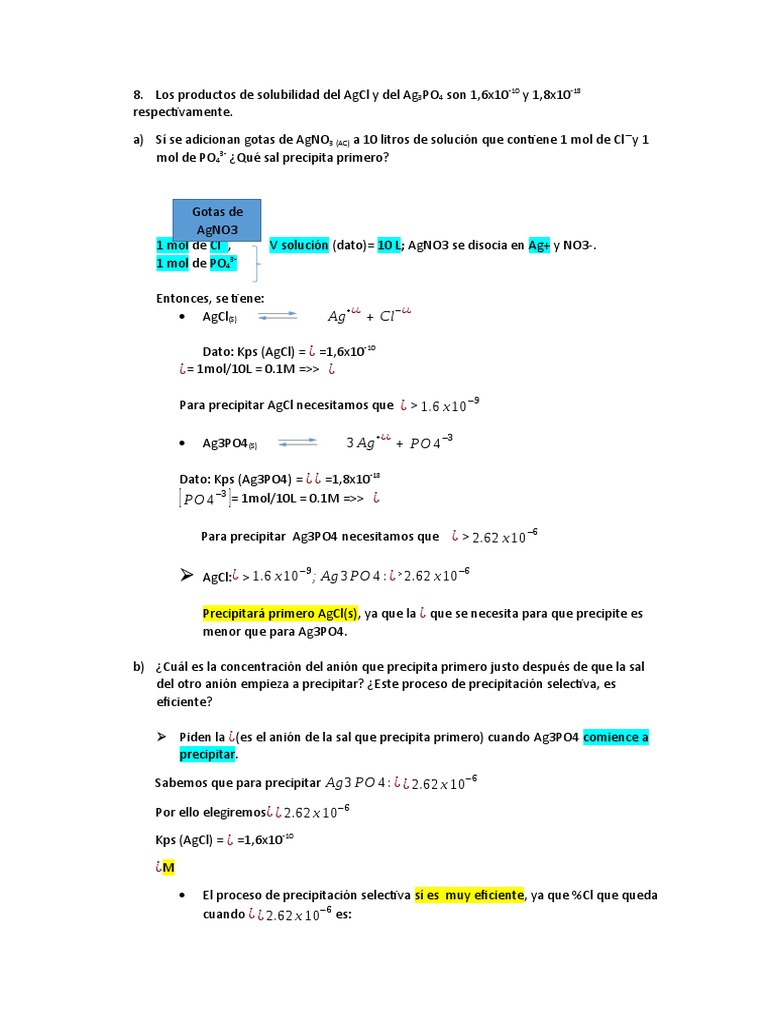 Precipitación Selectiva de AgCl y Ag3PO4 | PDF