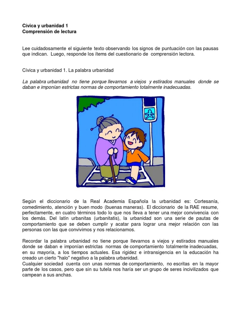 Lecturas Cívica y Urbanidad | PDF | Comprensión lectora | Etiqueta