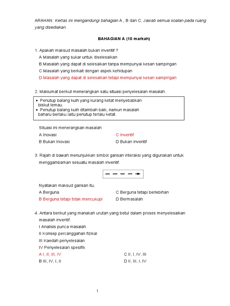 Ujian 1 RBT Ting 2 Jawapan | PDF